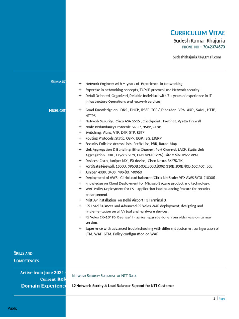Resume Sudeshkumar73 Nov2024 | PDF | Computer Network | Cisco Certifications