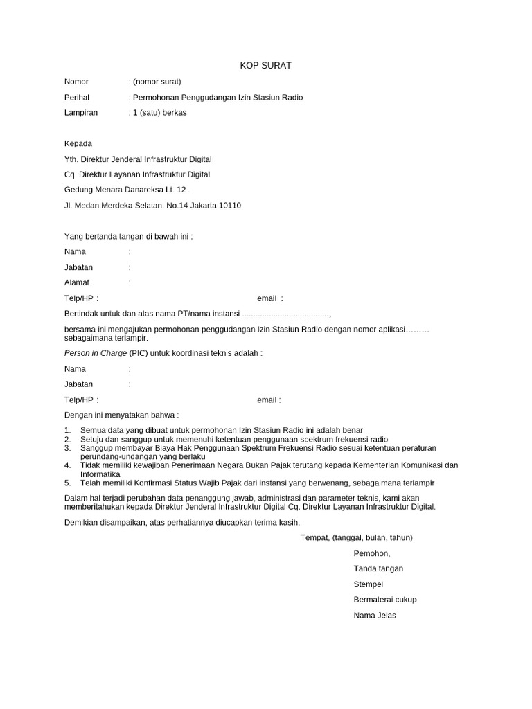 Format Surat Kesanggupan ISR | PDF