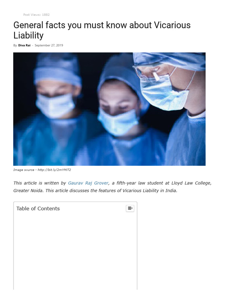 General Facts You Must Know About Vicarious Liability - Ipleaders | PDF | Legal Liability ...