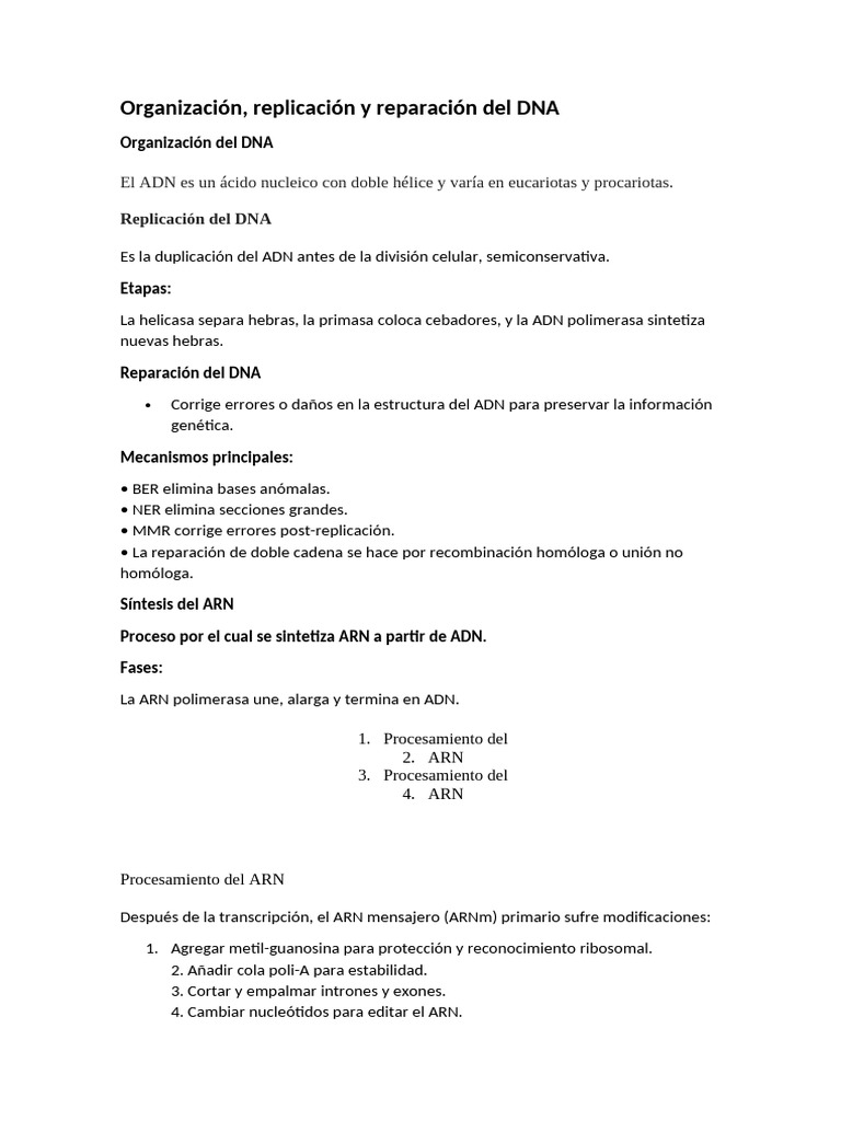 Organización, Replicación y Reparación Del DNA | PDF