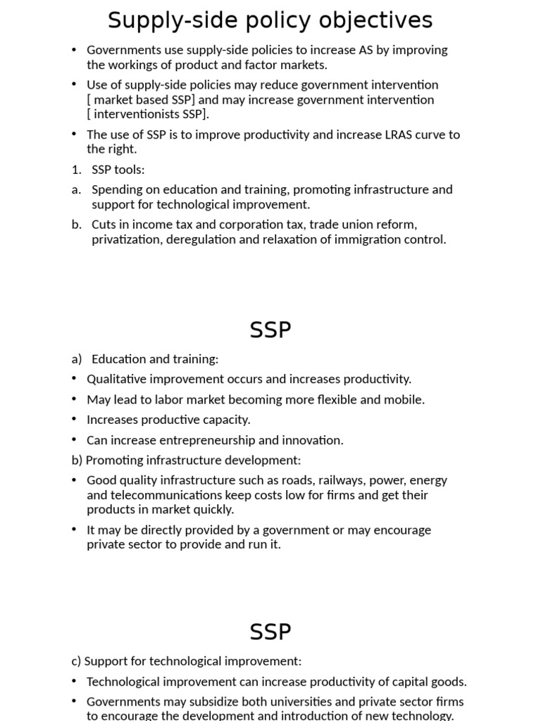 Supply Side Policy | PDF | Labour Economics | Supply Side Economics