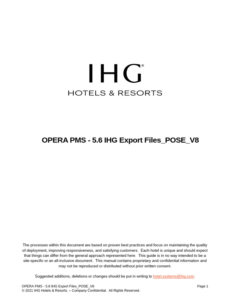 Opera Pms - 5.6 Ihg Export Files - Pose - v8 | PDF | Fee | Restaurants