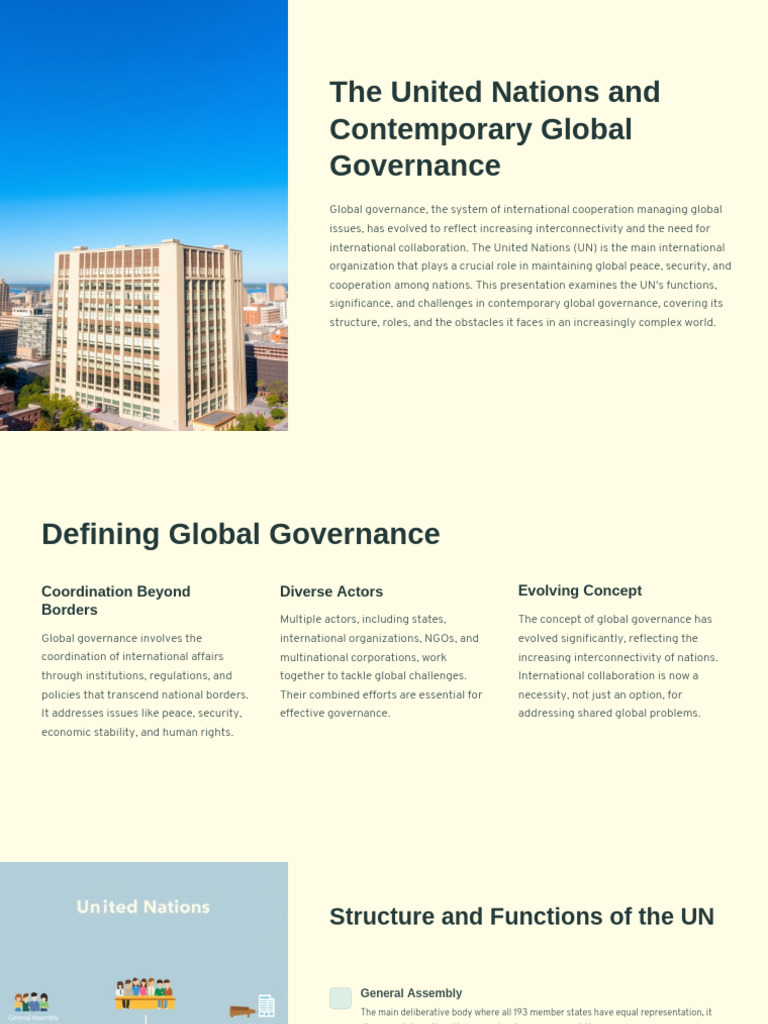 UN's Role in Global Governance Challenges | PDF | United Nations ...