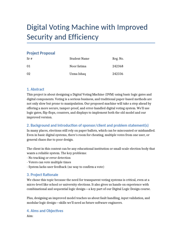 Digital Voting Machine Proposal With Diagrams | PDF | Computing | Computer Engineering