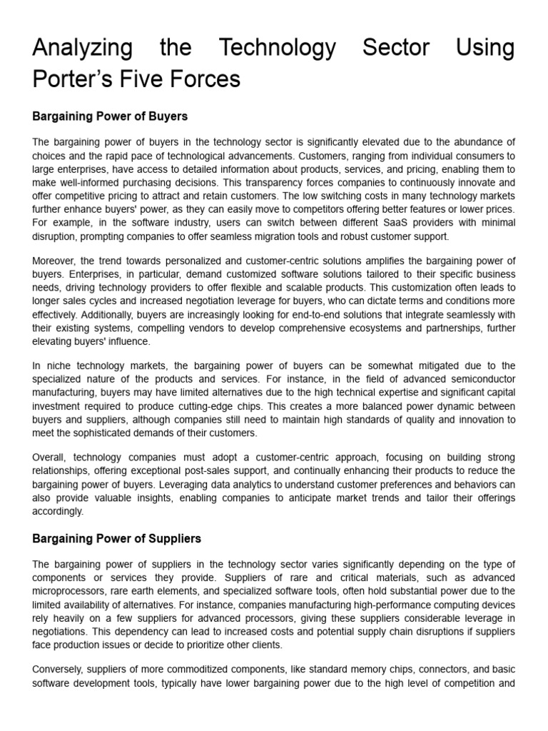 Technology Porter's Five Forces | PDF | Supply Chain | Innovation