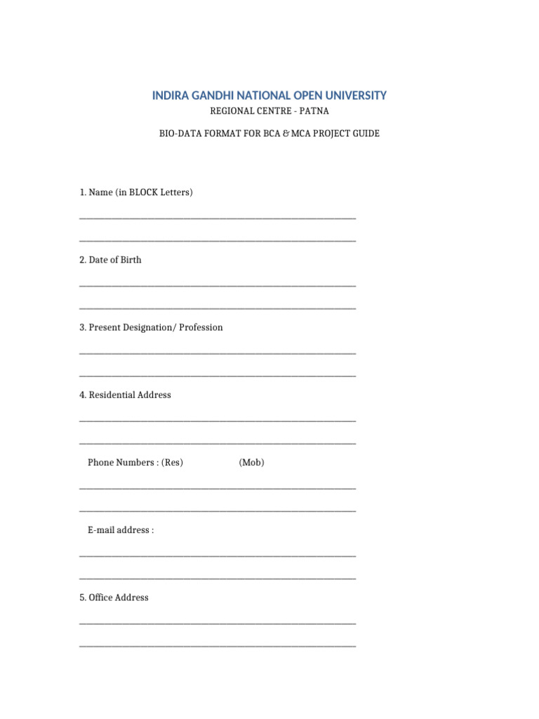 BCA & MCA Project Guide Biodata Format | PDF | Chess Theory | Chess