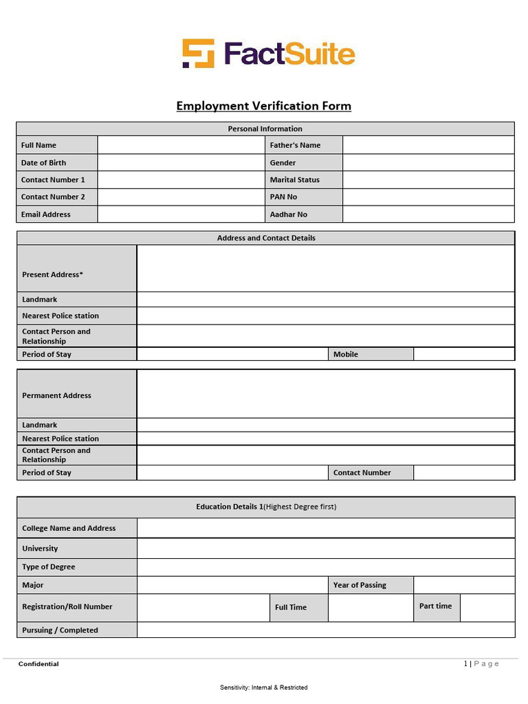 Background Verfication Form | PDF | Employment | Driver's License