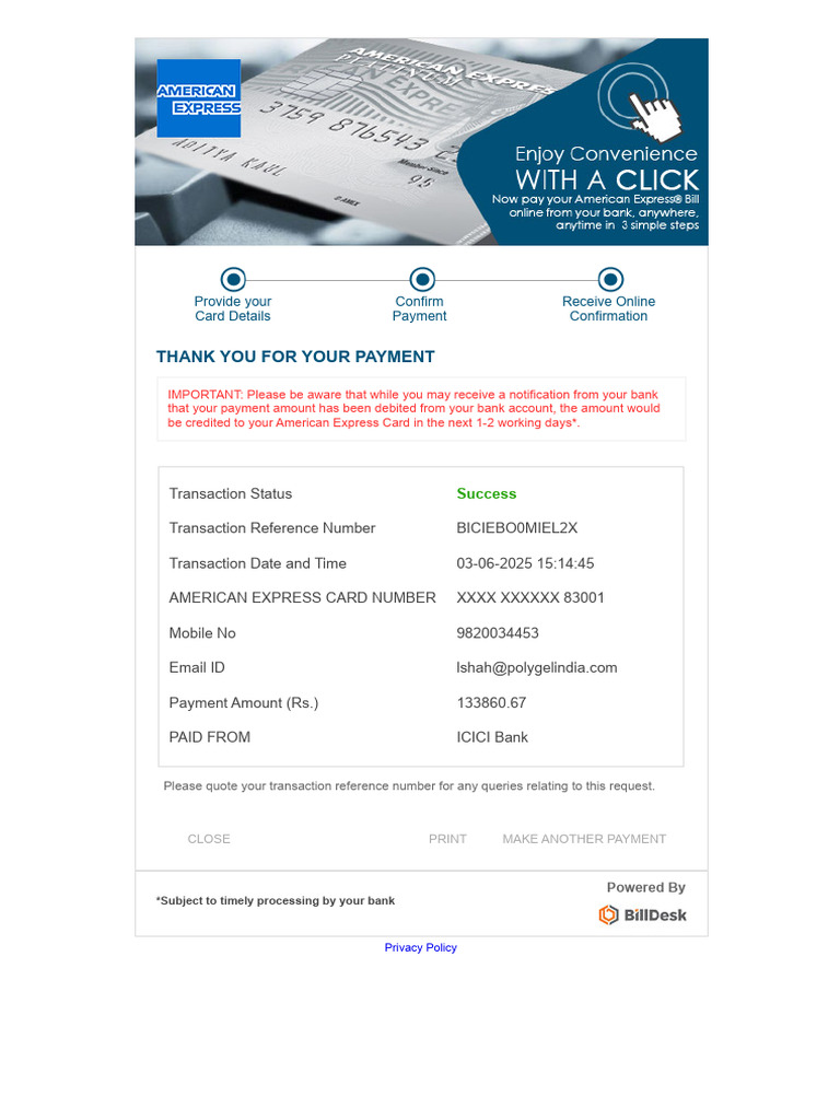 American Express Payment Confirmation | PDF