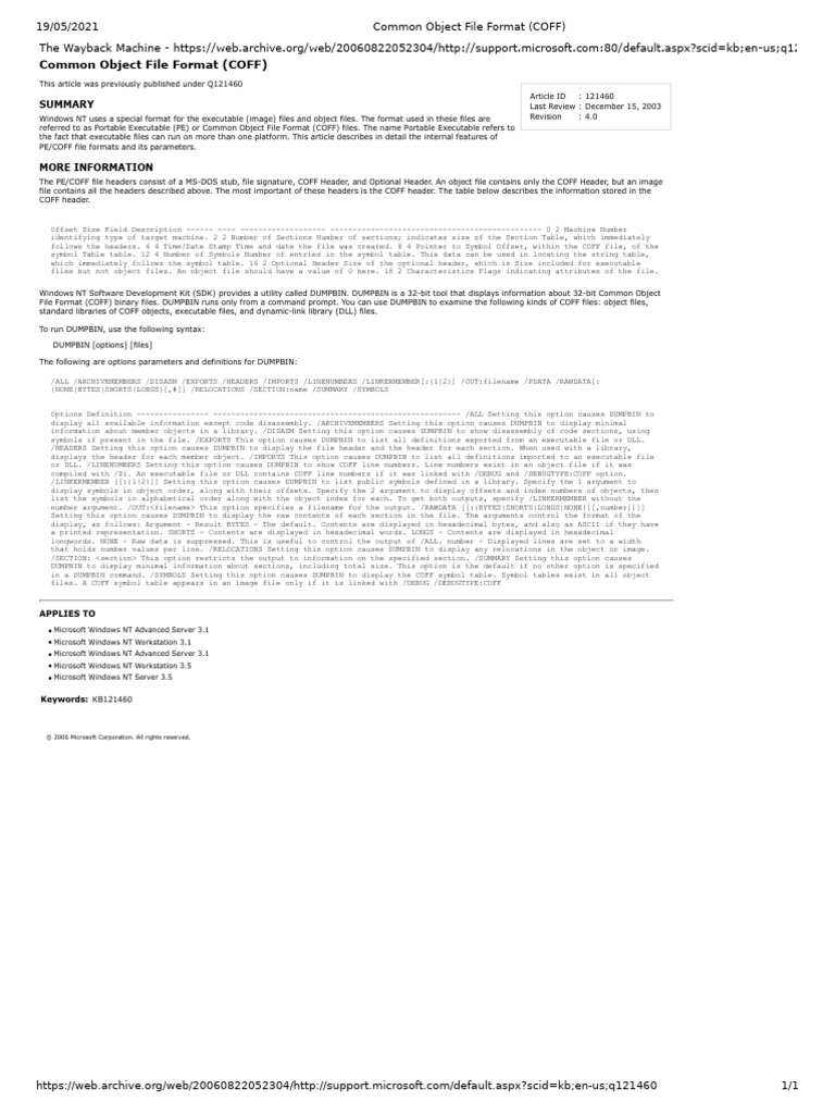 Common Object File Format (COFF) | PDF | Computing | Computer Science