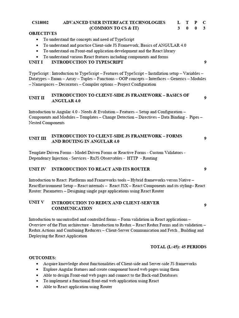 Professional Elective Syllabus UG - Even | PDF | Agile Software Development | World Wide Web