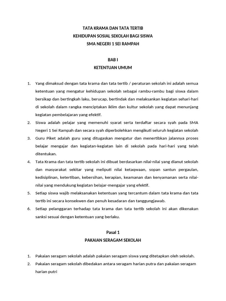 Tata Krama Dan Tata Tertib | PDF