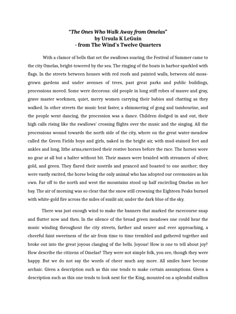 The Ones Who Walk Away From Omelas | PDF