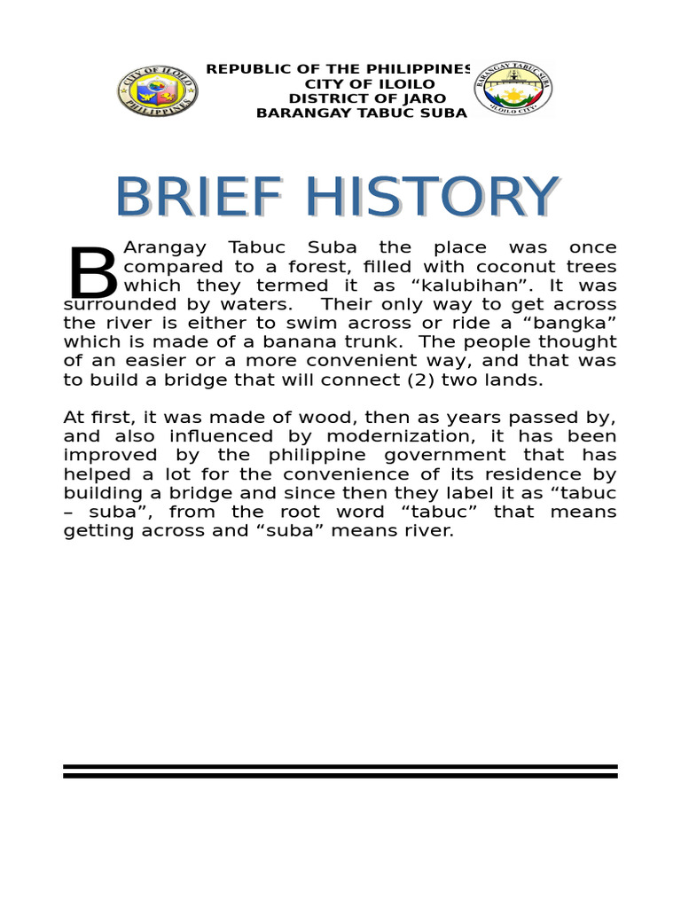 Brief History - Barangay TABUC SUBA 2022 | PDF