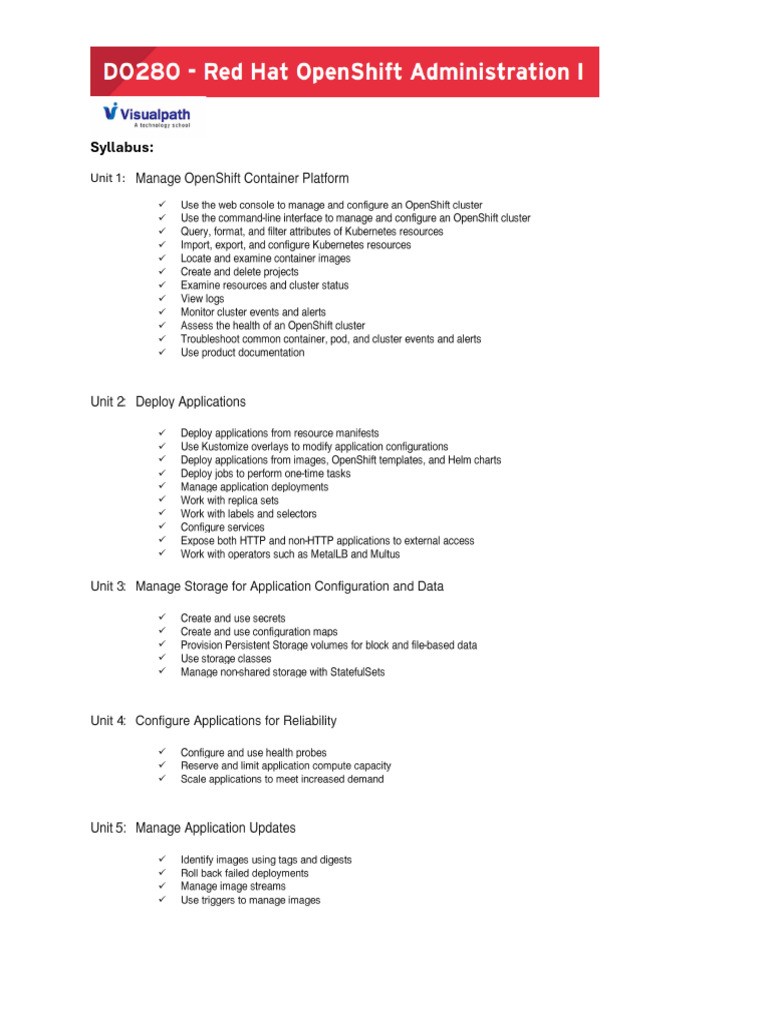 Openshift DO 280 Syllabus | PDF