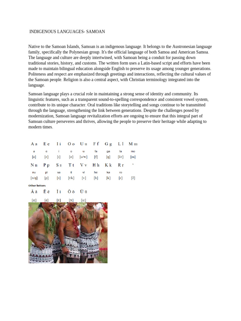 Indigenous Languages - Samoan | PDF