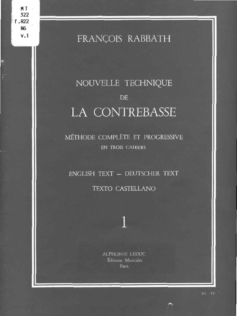 Rabbath - New - Technique Vol - 1 (Double Bass Method) | PDF