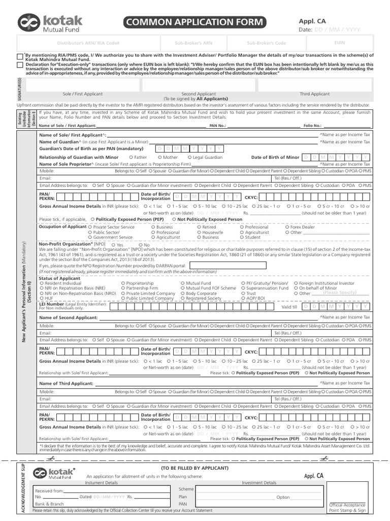 Kotak Caf With Otm | PDF | Identity Document | Cheque