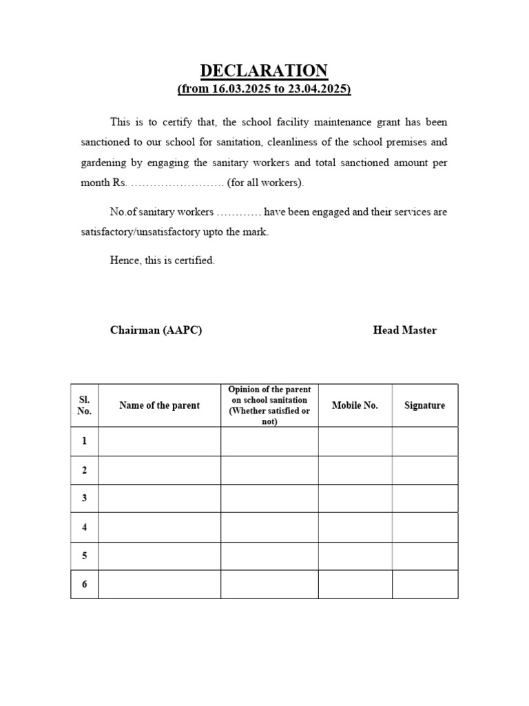 Revised Sanitary Workers Declaration Up To - 23.04.2025-1 | PDF