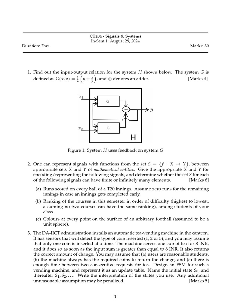 Signals and Systems Insem-I 2024 Paper Solution | PDF | Mathematics ...