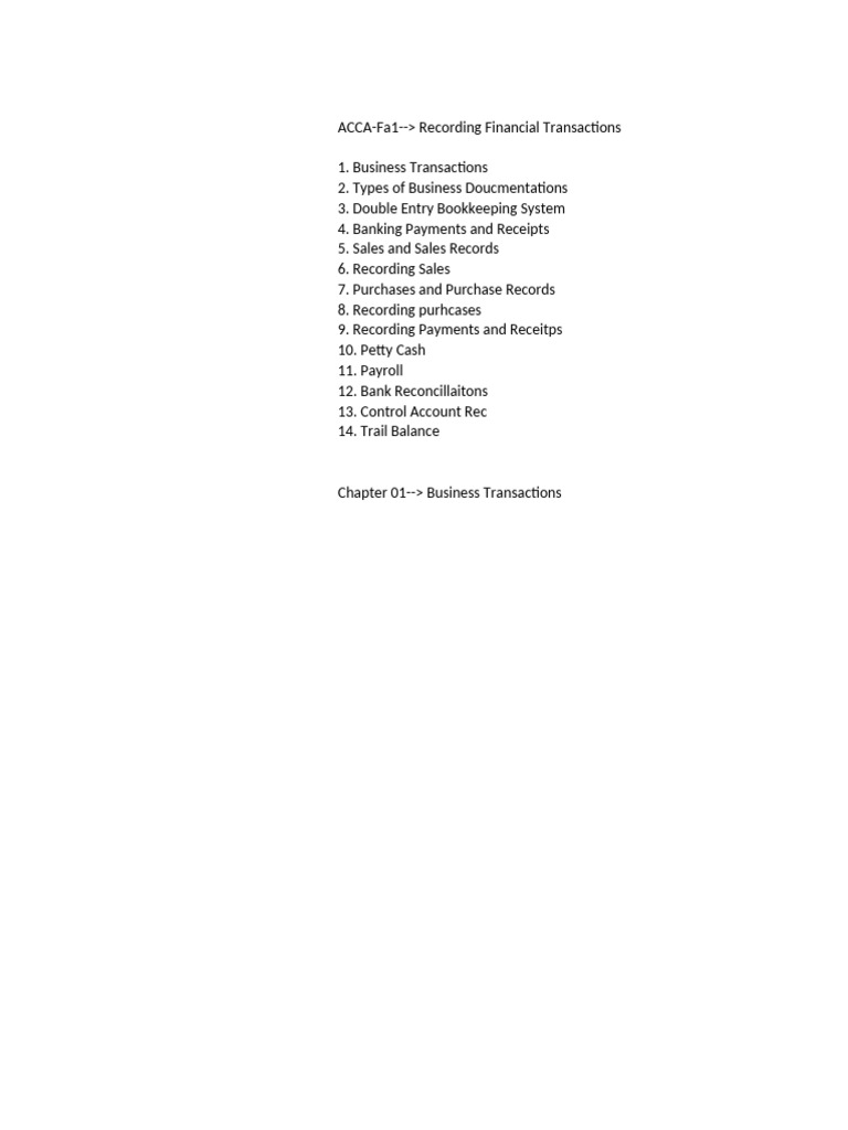 ACCA-Fa1-Chapter 01 (Business Transactions) | PDF