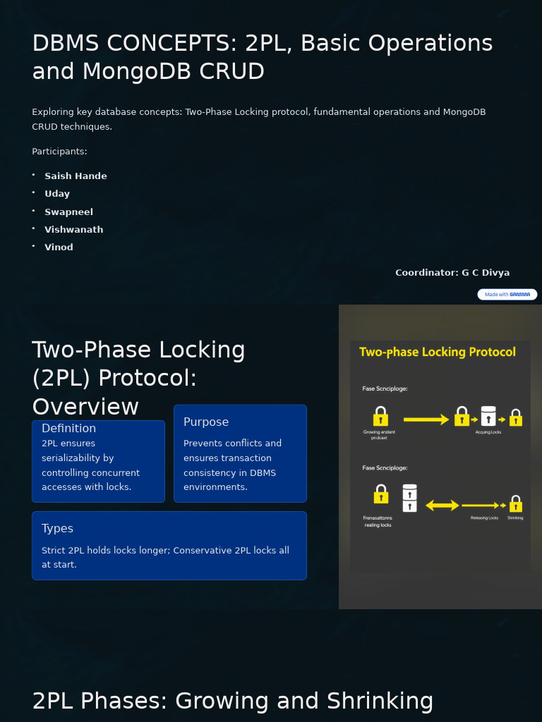 Dbms Concepts 2pl Basic Operations and Mongodb Crud | PDF | Databases | Database Transaction