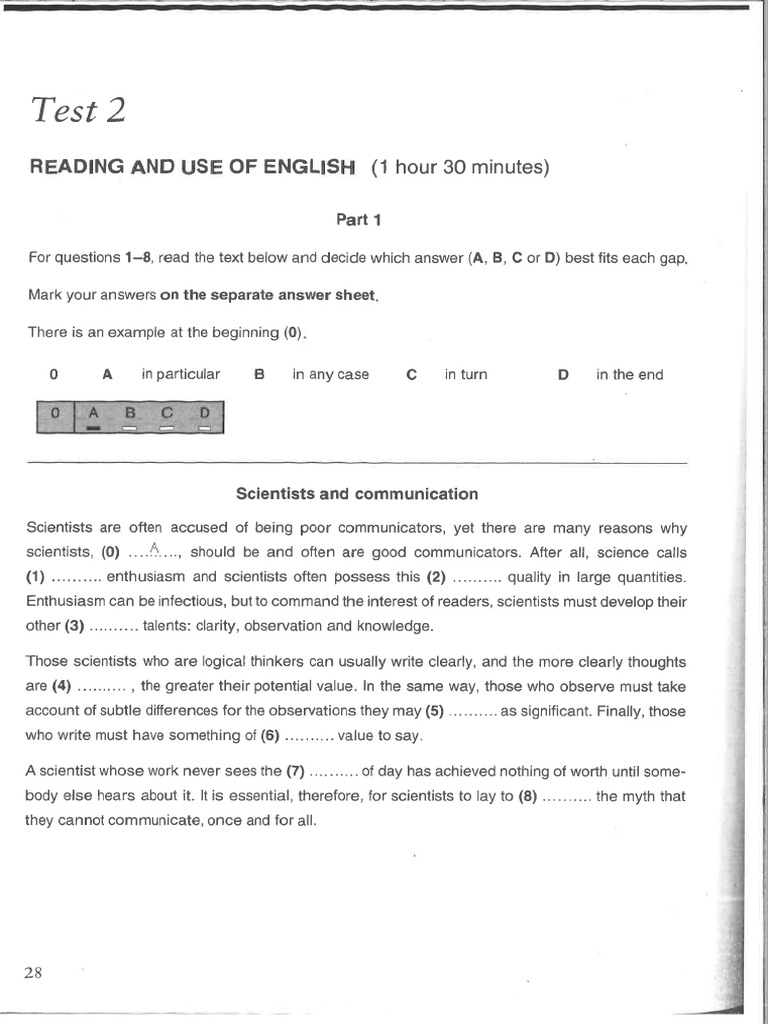 Reading and Use of English | PDF