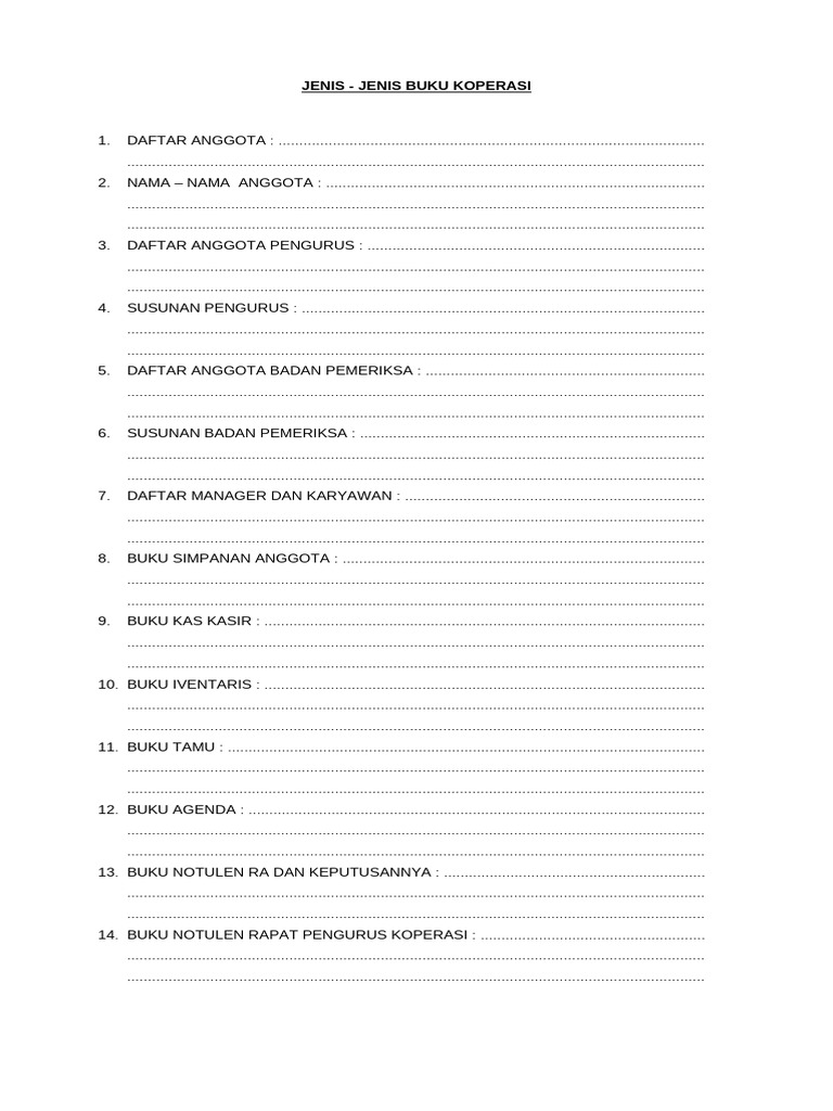 Jenis Buku untuk Koperasi | PDF