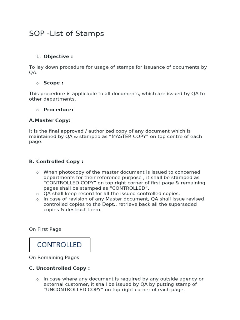 Document Control Stamp Procedures | PDF | Document | Computing