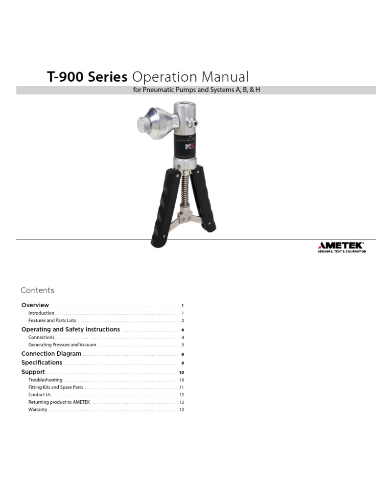 Ametek T 900 Series Manual | PDF | Valve | Pump