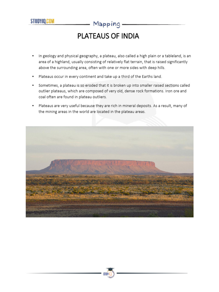 Plateaus of India: Overview and Types | PDF | Earth Sciences | Physical ...