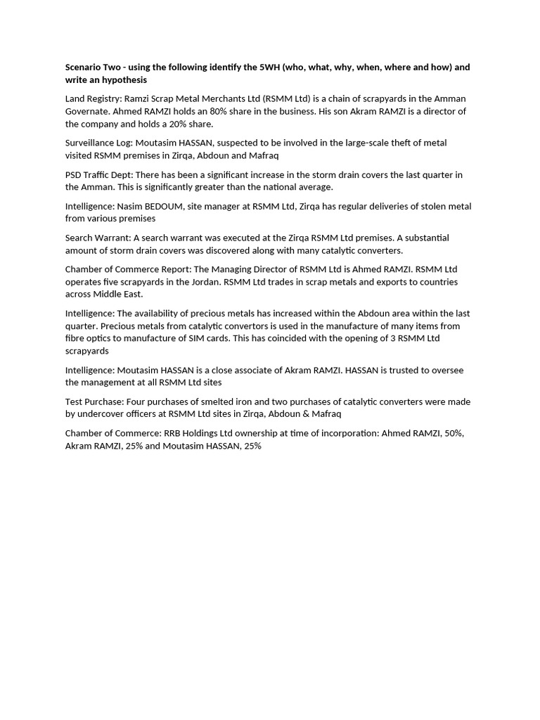 Scenario 2 Inference Exercise | PDF