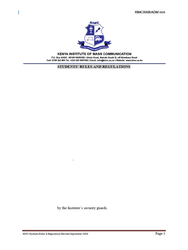 KIMC Rules and Regulations Form 005 | PDF