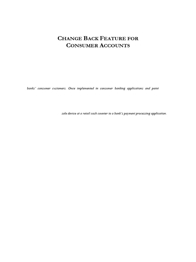 Change Back Feature For Consumer Accounts | PDF | Point Of Sale ...