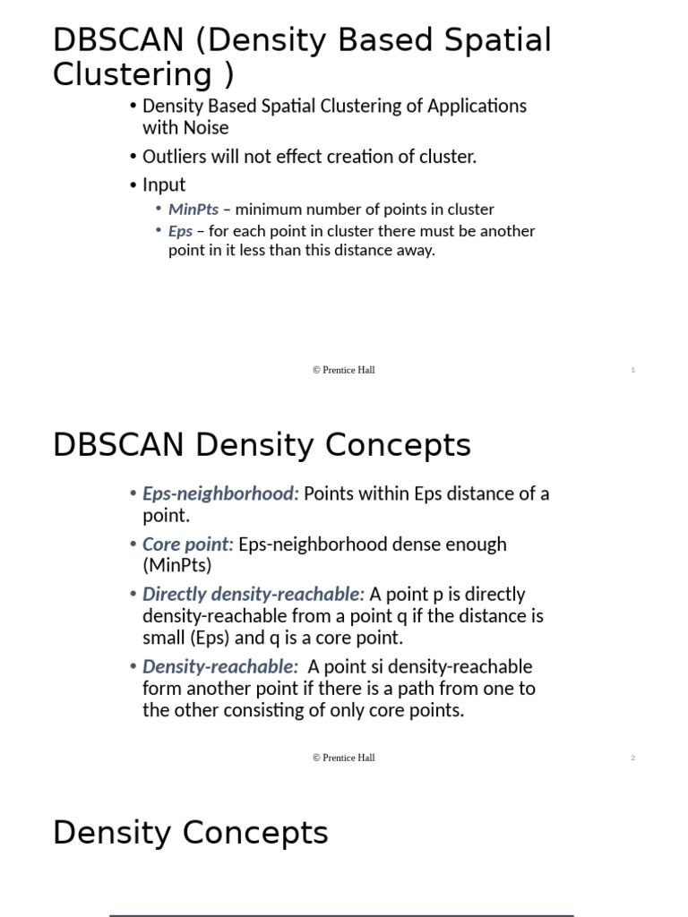 DBSCAN (Density Based Spatial Clustering) | PDF