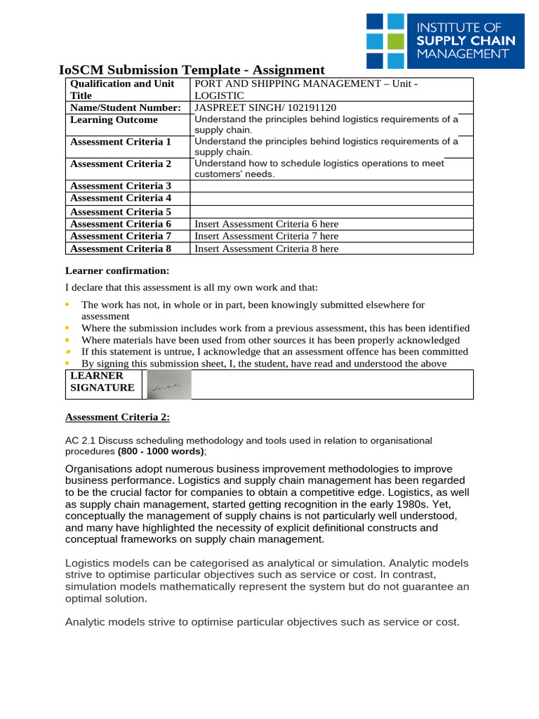 Port and Shipping Management Template | PDF | Logistics | Risk