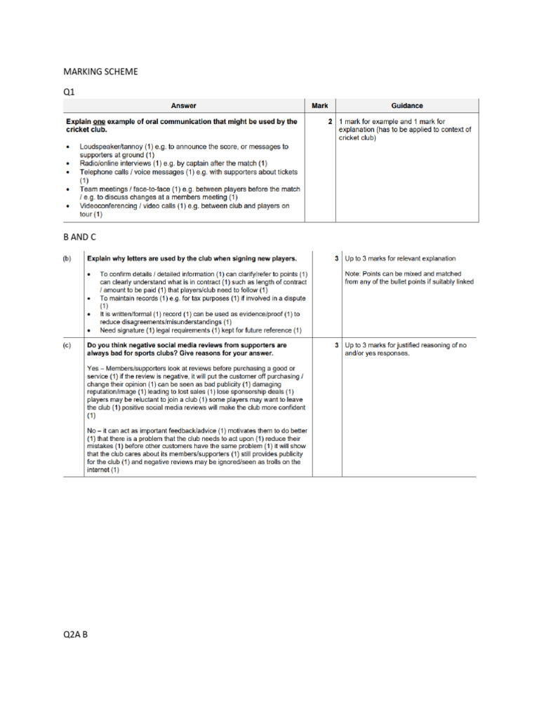 Marking Scheme | PDF