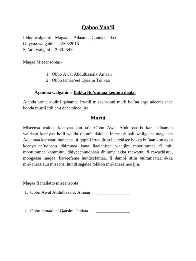 Qaboo Yaa'II | PDF