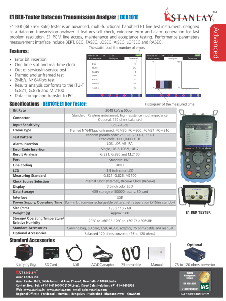 E1 BER-Tester Datacom Transmission Analyzer DEB101E-Min | PDF ...