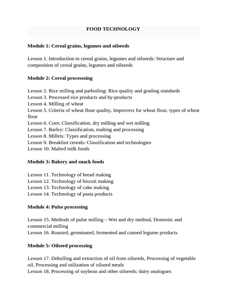 Food Technology | PDF | Flour | Rice