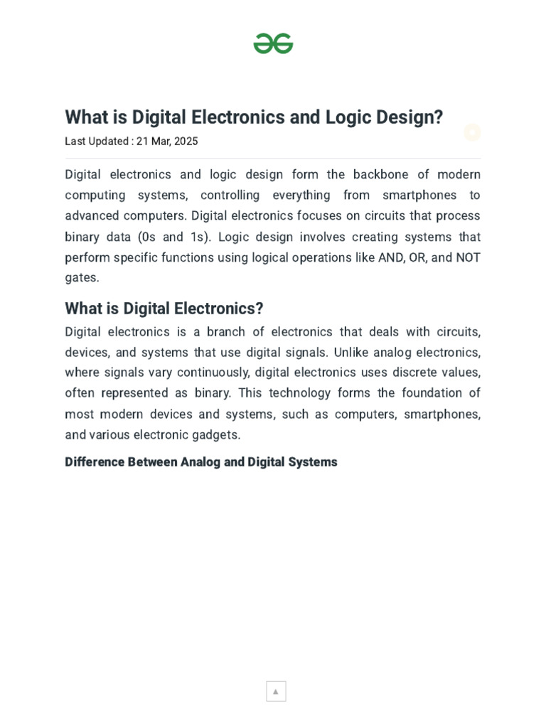 What is Digital Electronics and Logic Design_ - GeeksforGeeks | PDF | Digital Electronics ...