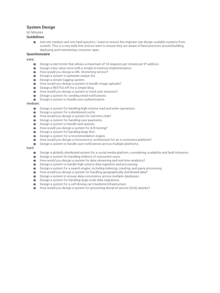 System Design Interview Questions Guide | PDF