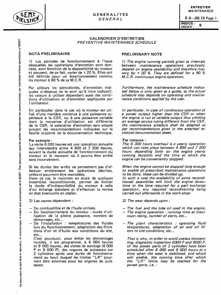 SEMT PIELSTICK Maintenance Schedule | PDF