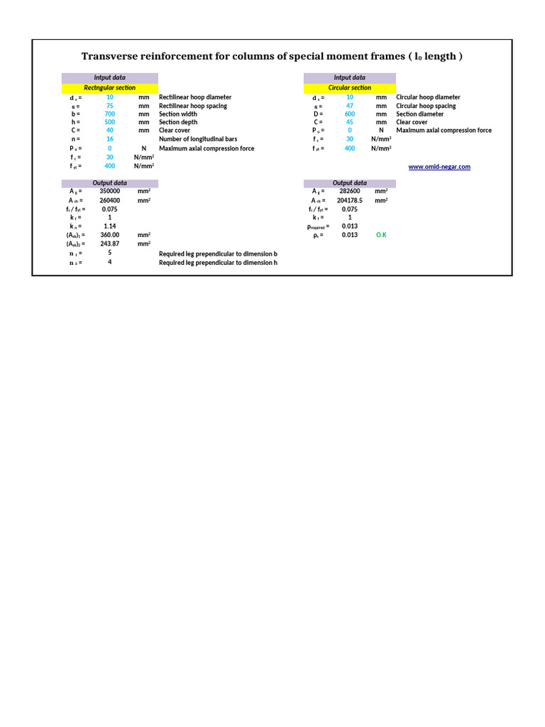 Transverse Reinforcement For Columns of Special Moment Frames 99 | PDF