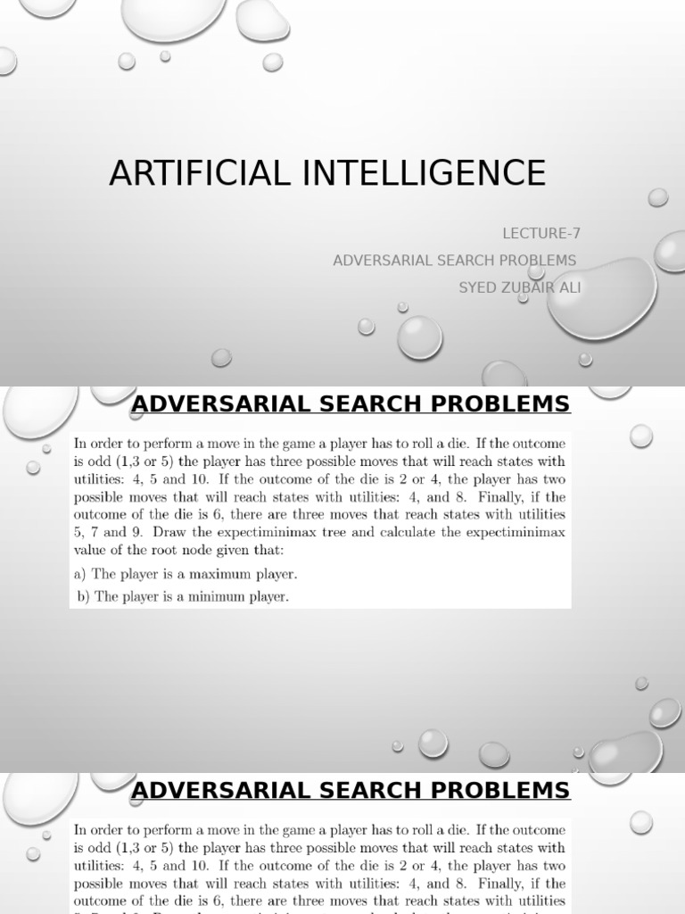 Artificial Intelligence Lecture 7 Adversarial Search Problems | PDF