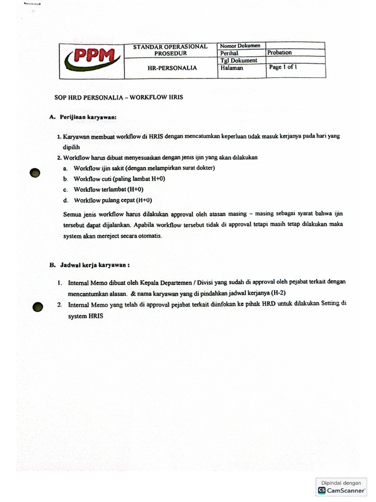 SOP HR Personalia | PDF