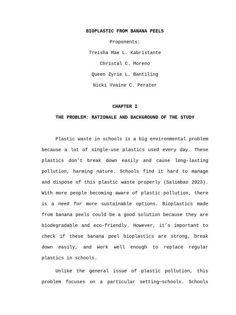 Bioplastic From Banana Peel | PDF | Plastic | Biodegradation