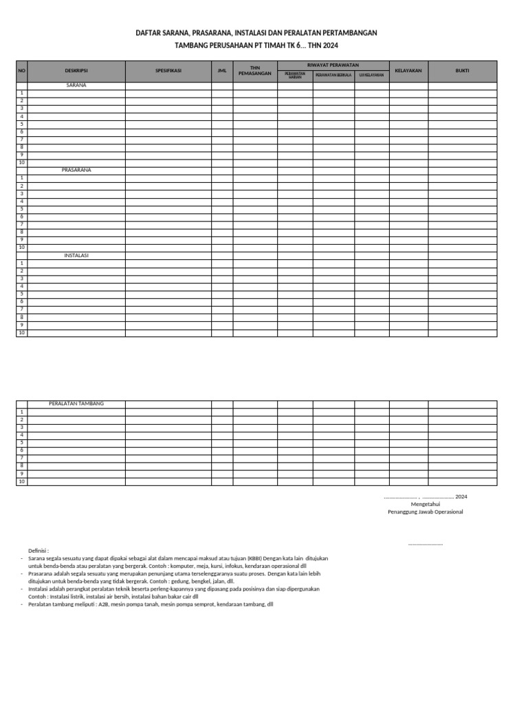 Form Daftar Peralatan Spipp | PDF