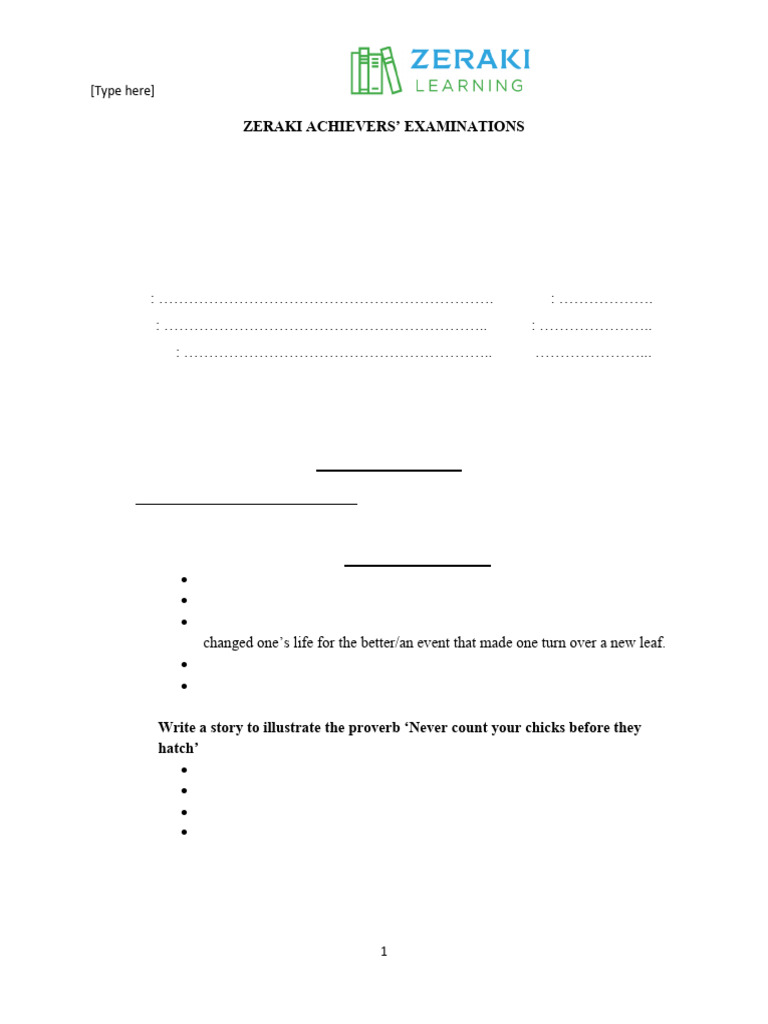 Zeraki Form 3 English Exam Guide | PDF