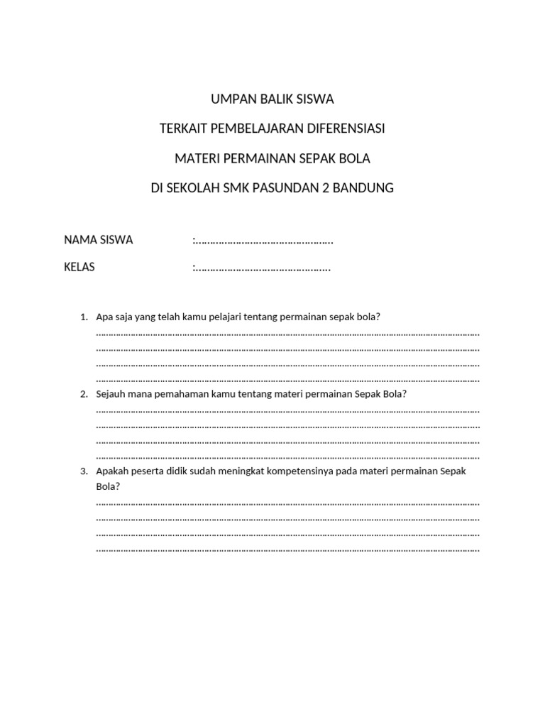 Umpan Balik Siswa | PDF
