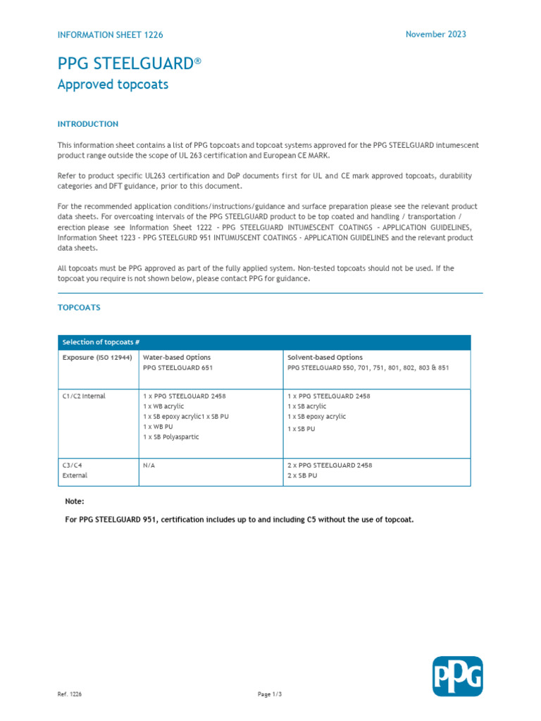 PPG Steelguard Approved Topcoats | PDF | Legal Liability | Private Law